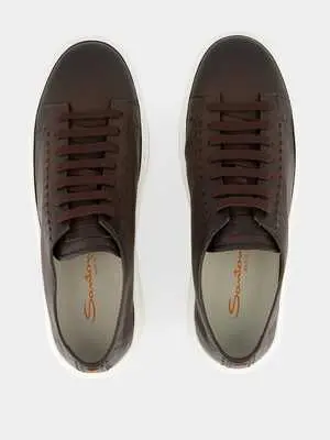 Santoni L-top Clean Row Leather Sneakers