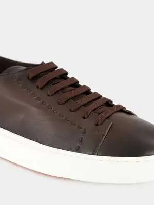 Santoni L-top Clean Row Leather Sneakers