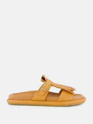 Santoni Leather Flat Sandals - Brown