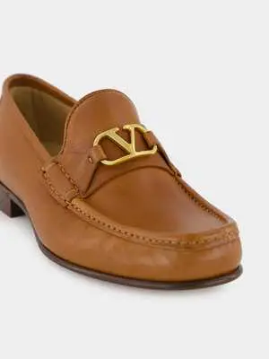 Valentino Garavani V-logo Signature Loafers - Brown