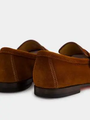 Santoni Suede Double Buckle Loafers - Brown