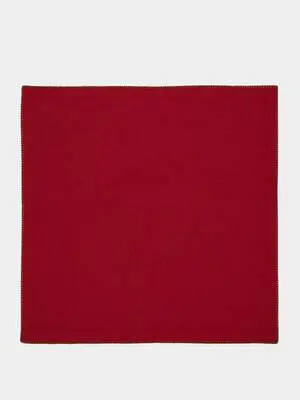 HOUSE OF CAPRICORN Hand-embroidered Linen Napkin - Burgundy