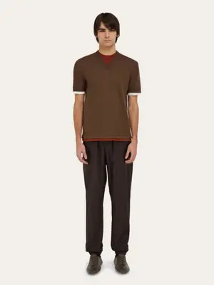 FERRAGAMO Layered Knit T-shirt - Brown