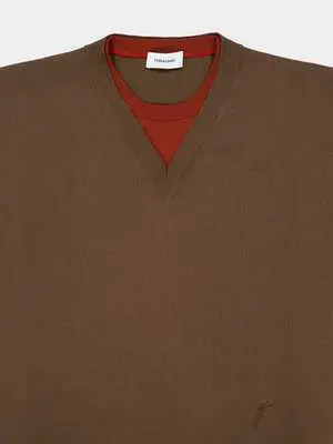 FERRAGAMO Layered Knit T-shirt - Brown