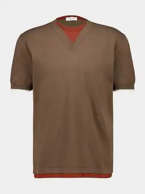 FERRAGAMO Layered Knit T-shirt - Brown
