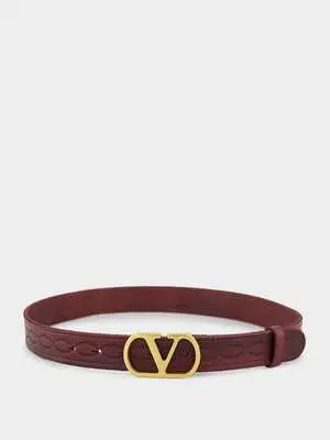 Valentino Garavani Vlogo Signature Belt - Burgundy