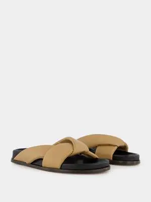 EMME PARSONS Nappa Folded Slides - Brown