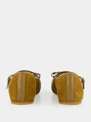 Gucci Light Mini Suede Gg Horsebit Ballet Flat - Brown
