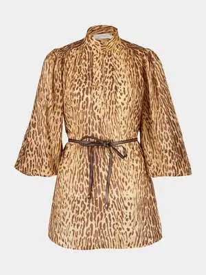 Zimmermann Leopard Print Cotton Tunic - Brown