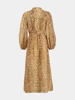 Zimmermann Cascadian Plunge Midi Dress - Brown