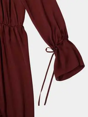 Saint Laurent Ruffled Silk Charmeuse Wrap Dress - Burgundy