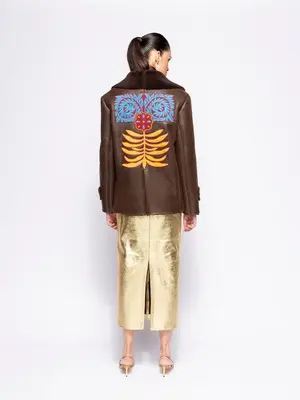 PAULA Amelia Embroidered Shearling Jacket