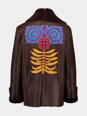 PAULA Amelia Embroidered Shearling Jacket