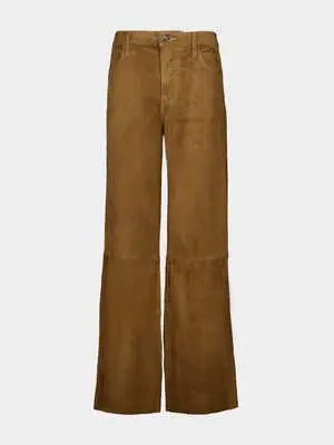 PAULA Wide-leg Suede Pants - Brown