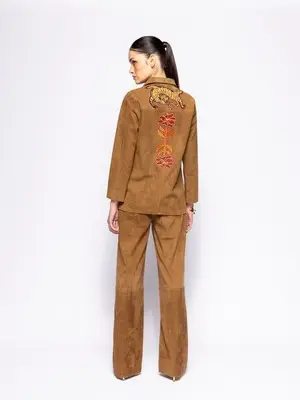 PAULA Wide-leg Suede Pants