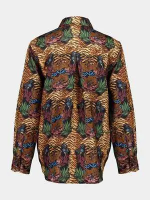 PAULA Ametista Dreamframe Printed Silk Twill Shirt - Brown