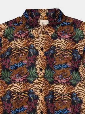 PAULA Ametista Dreamframe Printed Silk Twill Shirt - Brown