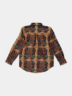PAULA Ametista Dreamframe Printed Silk Twill Shirt - Brown