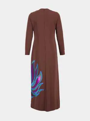 PAULA Kentia Coffee Bean Embroidered Maxi Dress