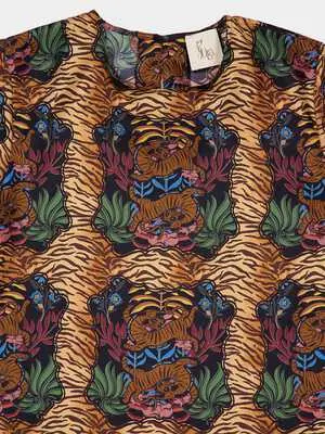 PAULA Dreamframe Print Silk Twill A-line Maxi Dress - Brown