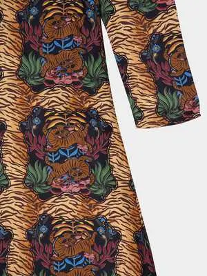 PAULA Dreamframe Print Silk Twill A-line Maxi Dress - Brown