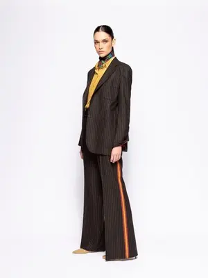 PAULA Tansy Coffee Bean Striped Blazer