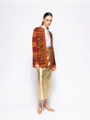 PAULA Lily Caramel Café Jacquard Oversized Jacket