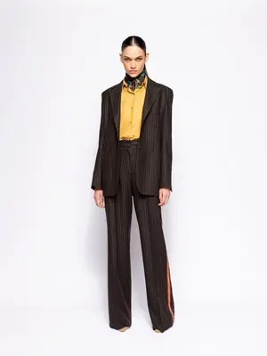 PAULA Torenia Coffee Bean Striped Pants With Side Detail