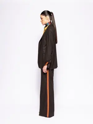 PAULA Torenia Coffee Bean Striped Pants With Side Detail