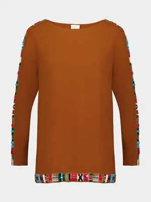 PAULA Clara Hand-embroidered Boat-neck Top