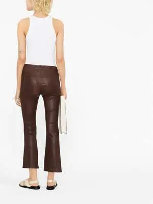 FRAME Le Crop Mini Boot Leather Trousers - Brown