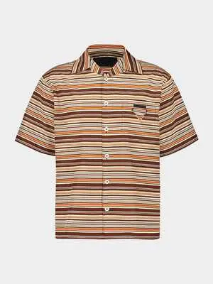 Prada Sienna Striped Cotton Bowling Shirt