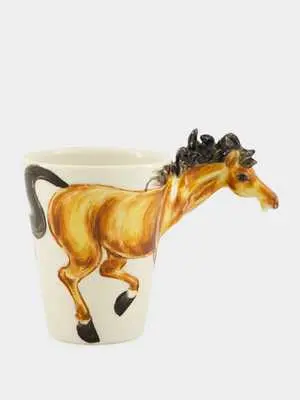 BLUE WITCH Horse Ceramic Coffee Mug - Brown