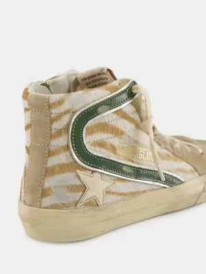 GOLDEN GOOSE Slide Classic Zebra Horsy Sneakers