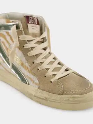 GOLDEN GOOSE Slide Classic Zebra Horsy Sneakers