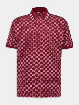 Gucci Rosso Ancora Red Polo Gg Jacquard