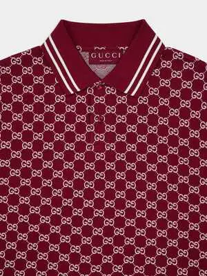 Gucci Rosso Ancora Red Polo Gg Jacquard