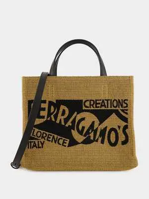 FERRAGAMO Medium Venna Logo Tote Bag - Brown