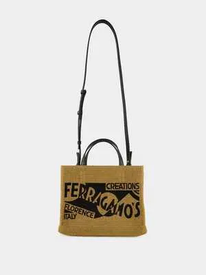 FERRAGAMO Medium Venna Logo Tote Bag - Brown