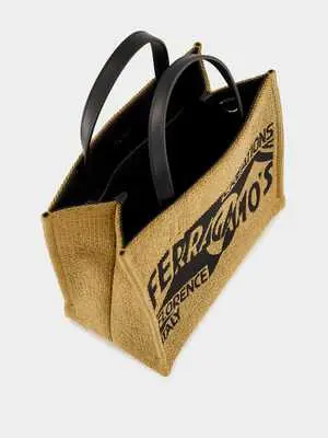 FERRAGAMO Medium Venna Logo Tote Bag - Brown