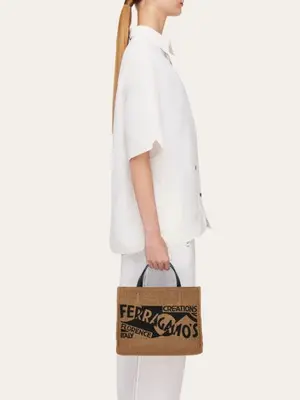 FERRAGAMO Medium Venna Logo Tote Bag - Brown