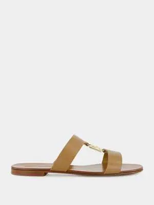 Dolce & Gabbana Calfskin Dg Logo Sliders - Brown