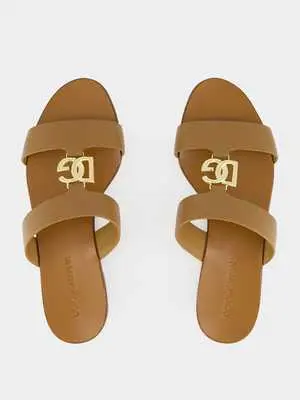 Dolce & Gabbana Calfskin Dg Logo Sliders - Brown