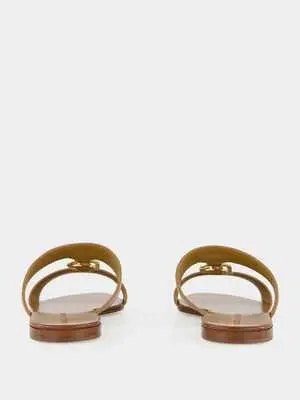 Dolce & Gabbana Calfskin Dg Logo Sliders - Brown