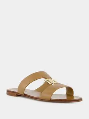 Dolce & Gabbana Caramel Calfskin Dg Logo Sliders - Brown