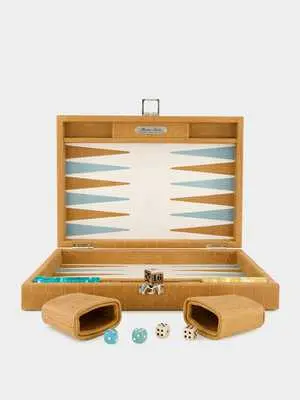 HECTOR SAXE PARIS Amber Alligator Backgammon Set - Brown
