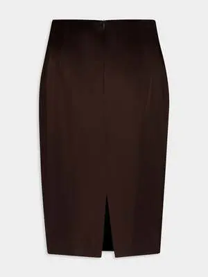 TOM FORD Deep Satin Midi Skirt - Brown