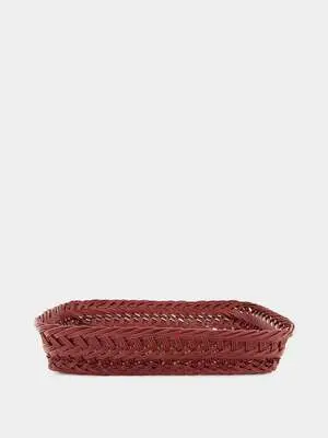 HOUSE OF CAPRICORN Vitória Bordeaux Wicker Medium Tray - Burgundy