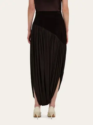 FERRAGAMO Dark Espresso Draped Skirt