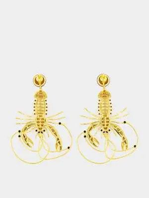 Begum Khan Gold-plated Lobster Earrings - Burgundy